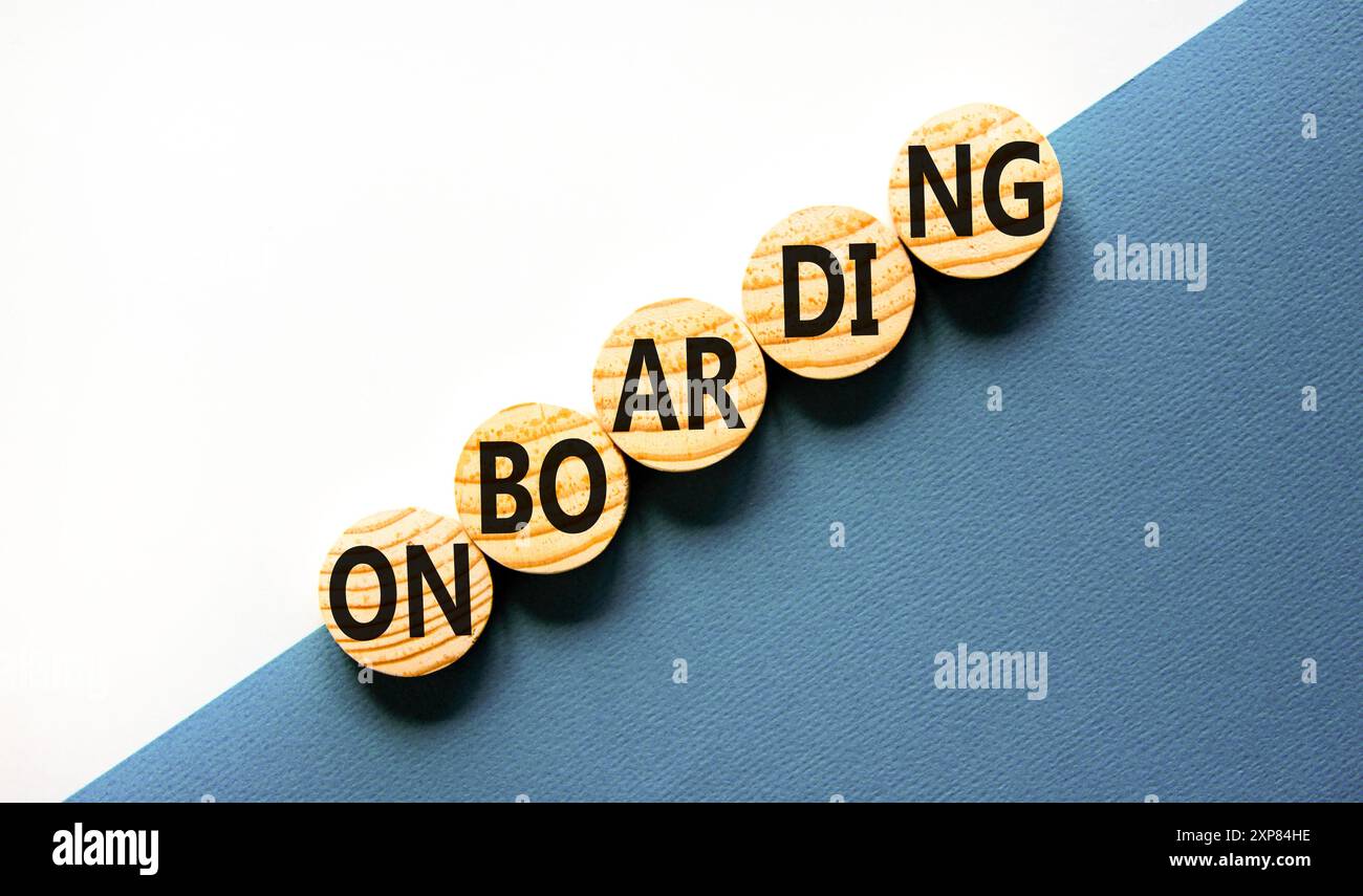 Onboarding success symbol. Concept word Onboarding on wooden circles ...