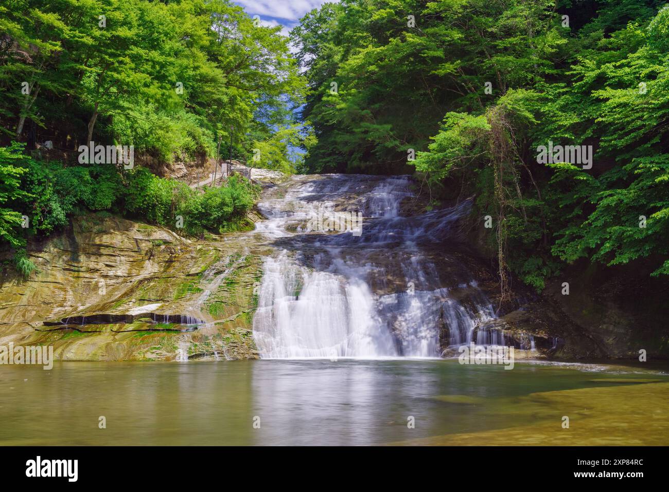 Awamatano Falls in Chiba’s Yoro Valley, renowned for its 100-meter ...