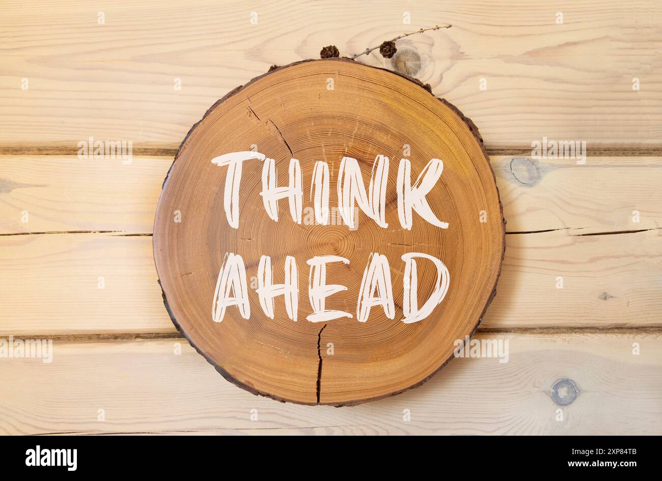 Think ahead symbol. Concept words Think ahead on beautiful wooden ...