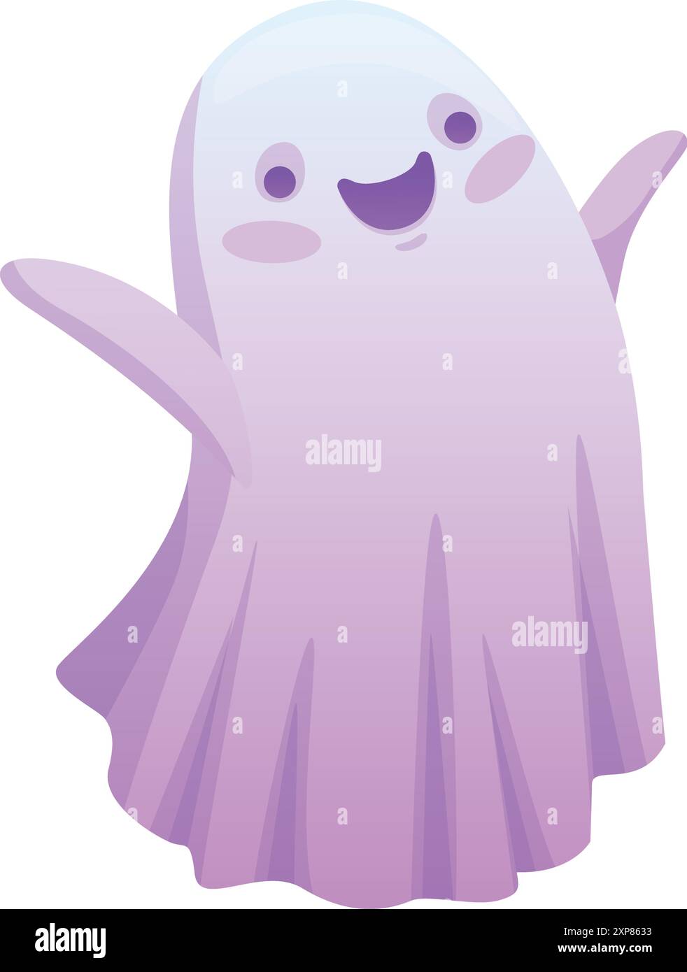 Cute ghost cartoon character. Funny smiling spirit isolated on white ...