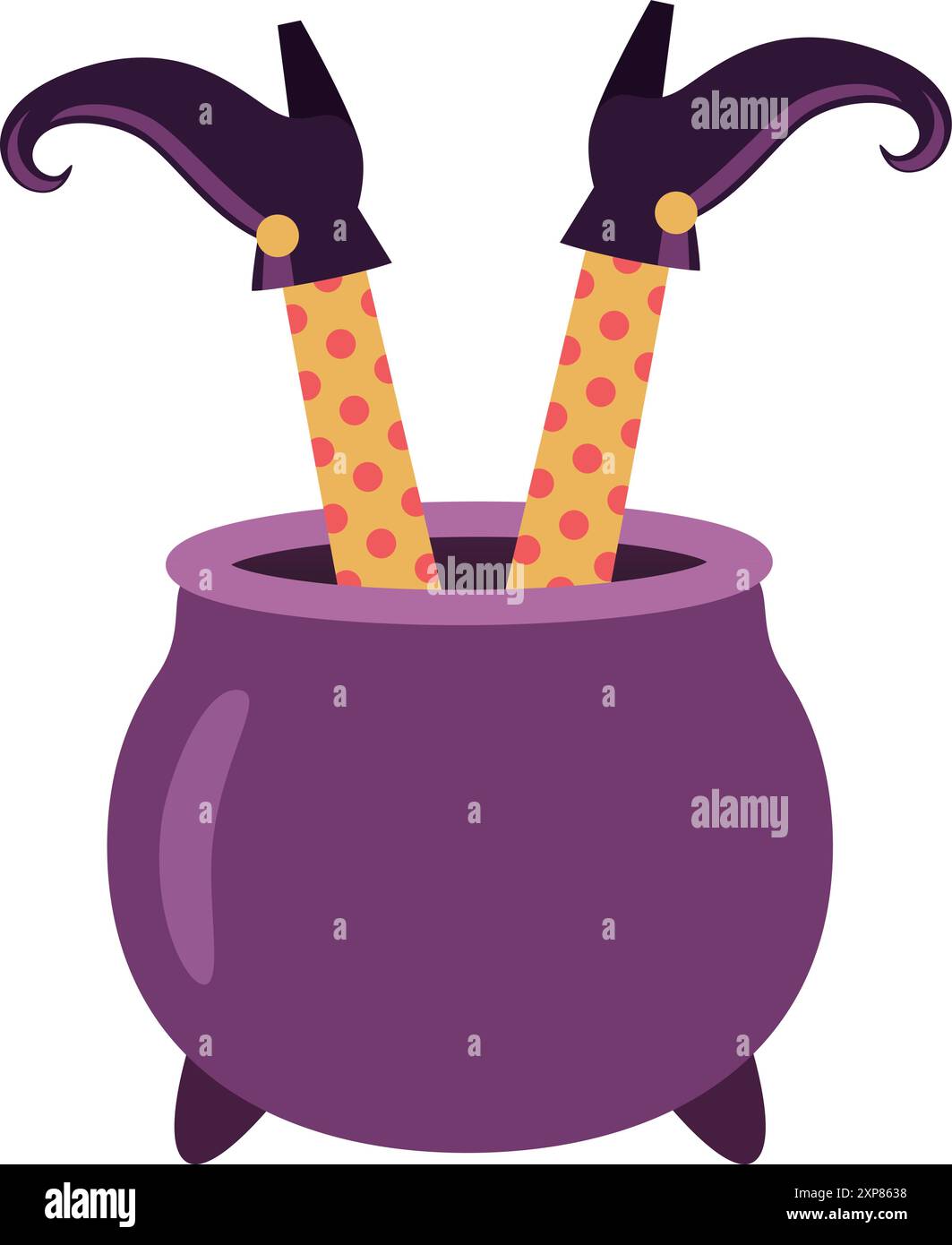 Witch legs in cauldron cartoon icon. Halloween decoration isolated on ...