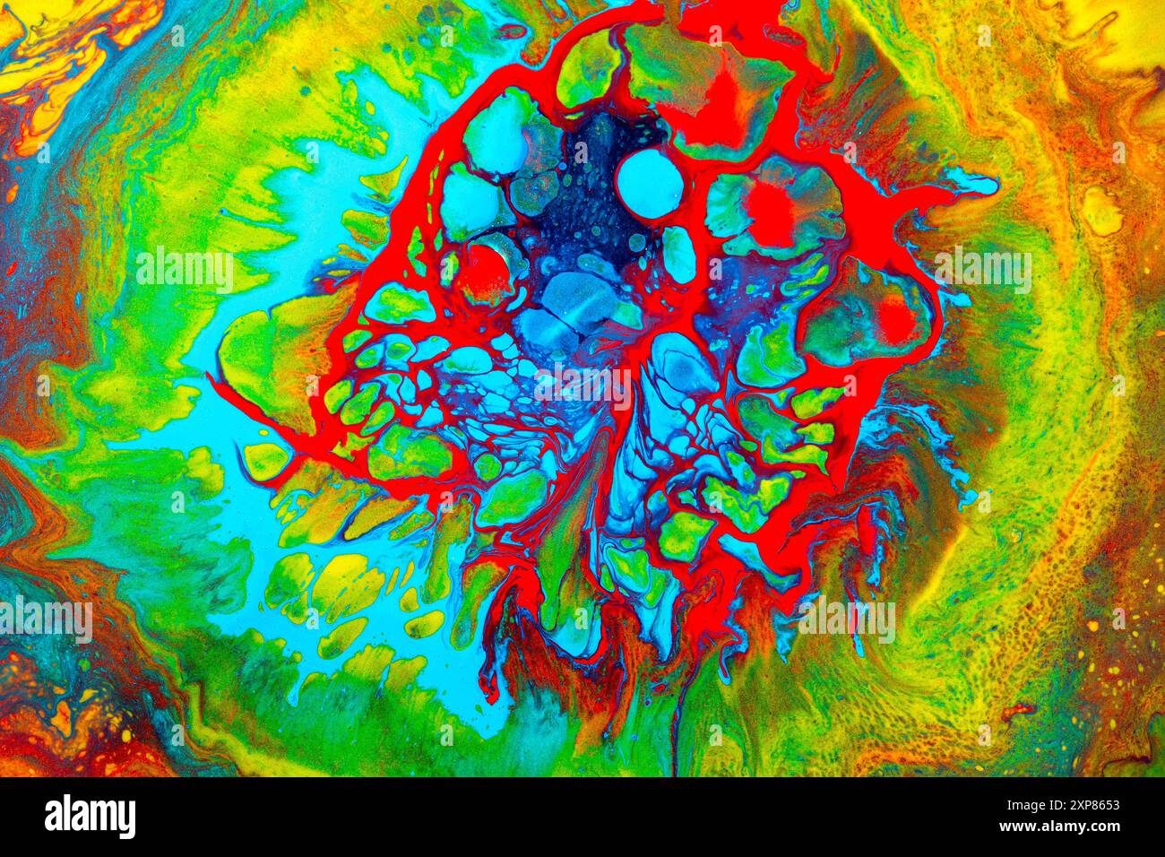 Texture created with acrylic paint with the pouring effect with vibrant ...