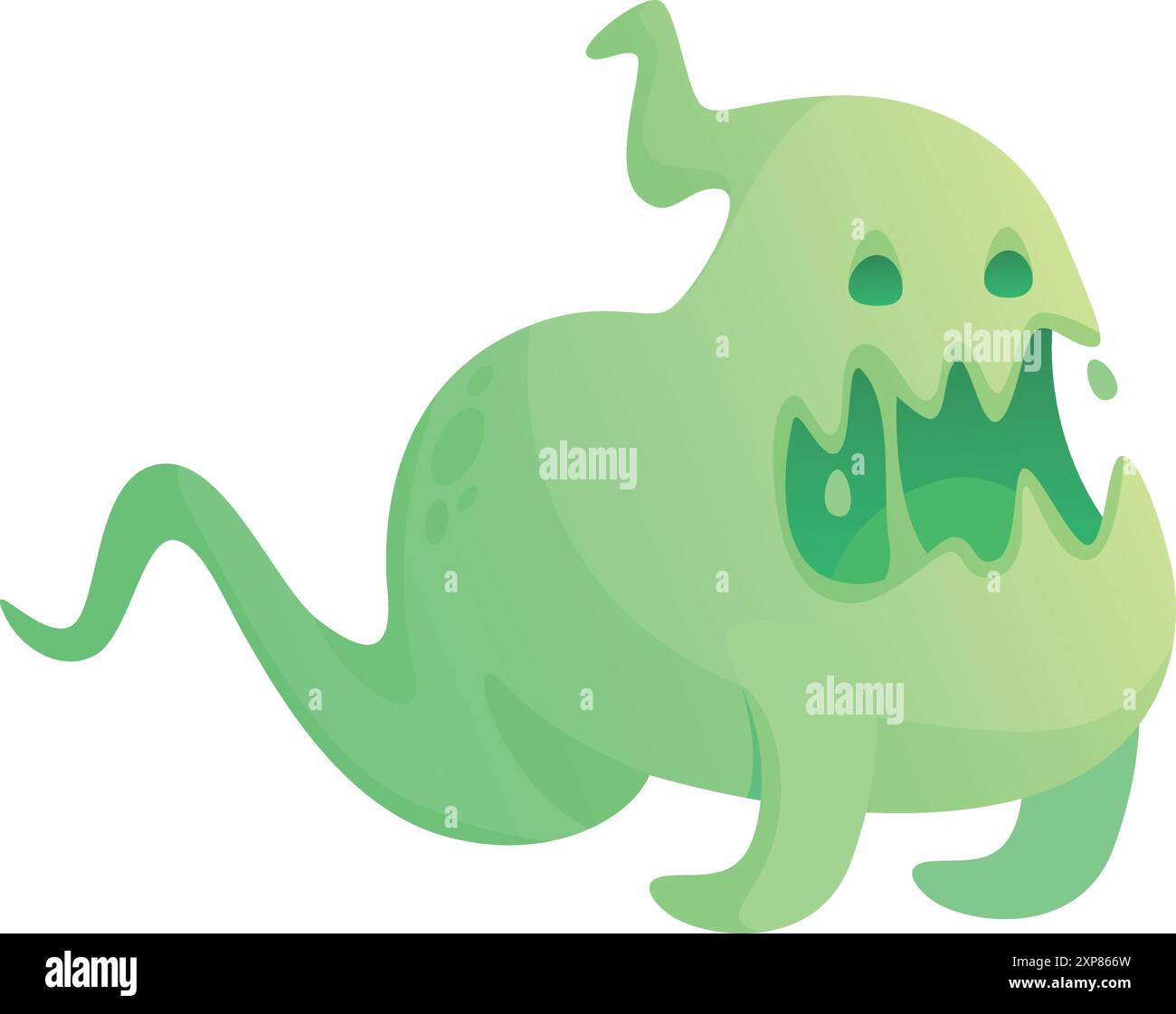 Spooky spirit. Green cartoon monster. Scary ghost isolated on white ...