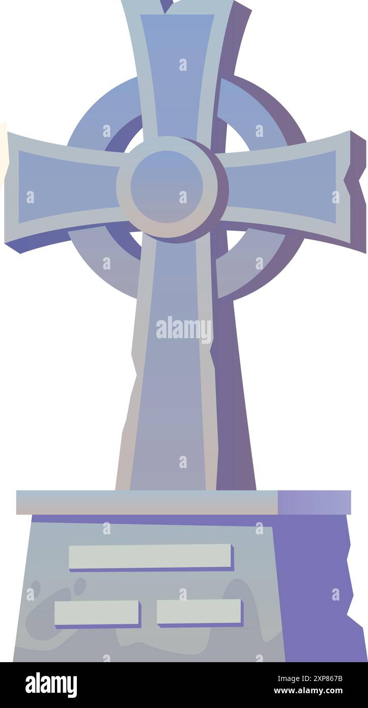 Cemetery cross cartoon icon. Burial stone symbol isolated on white background Stock Vector Image ...