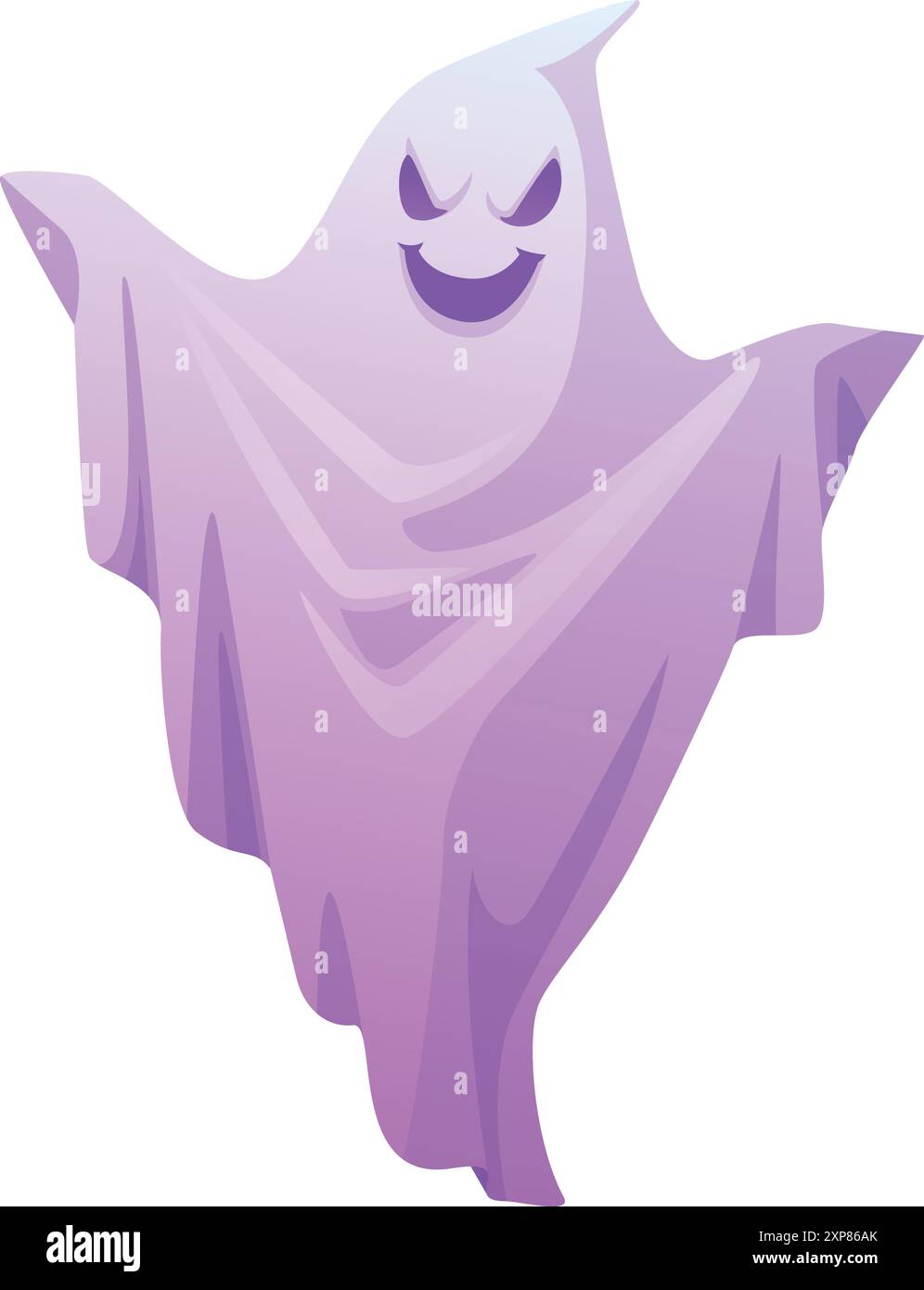 Funny cartoon phantom character. Flying ghost spirit isolated on white ...