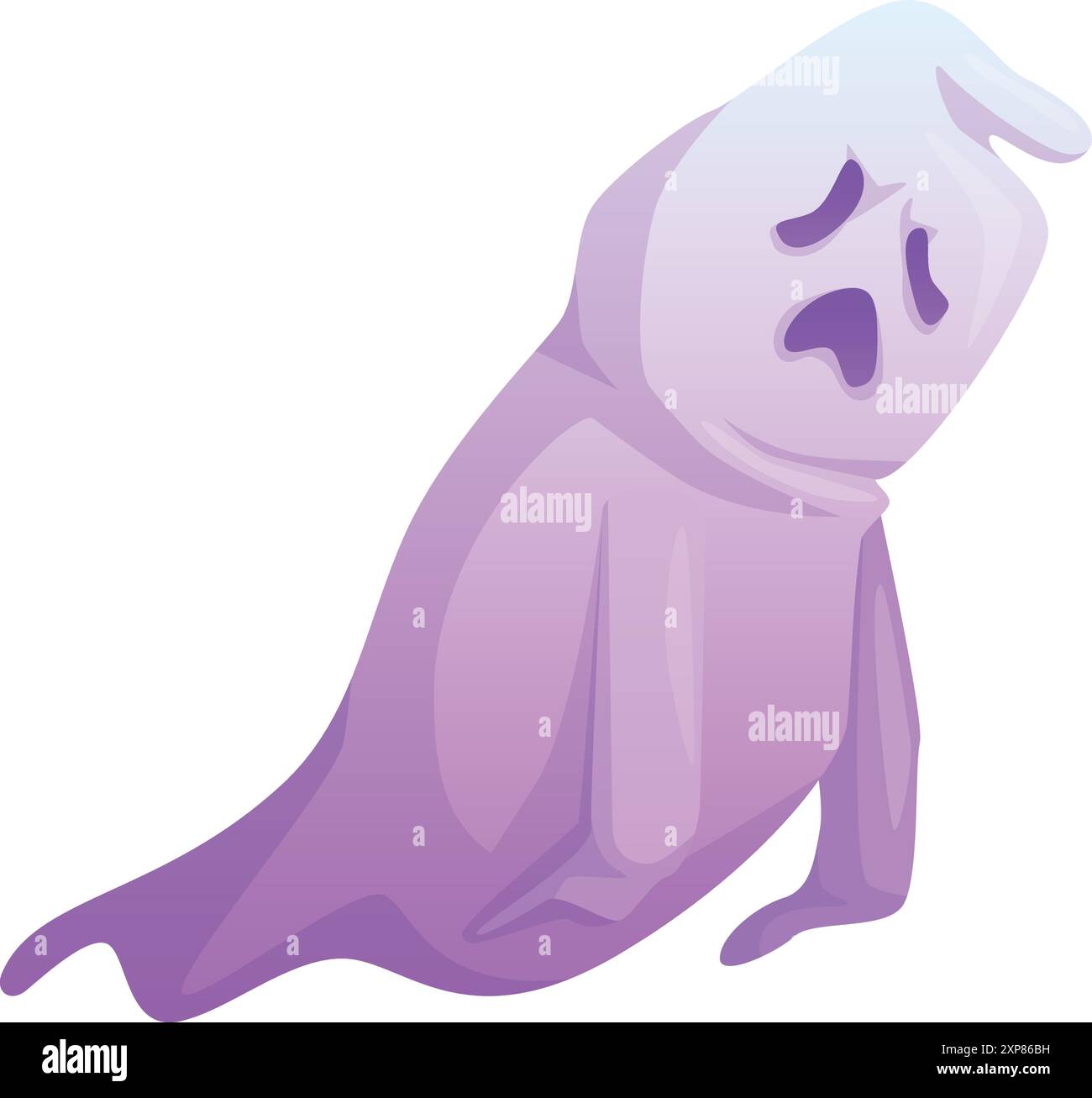 Tired ghost character. Sleepy spooky cartoon spirit isolated on white ...