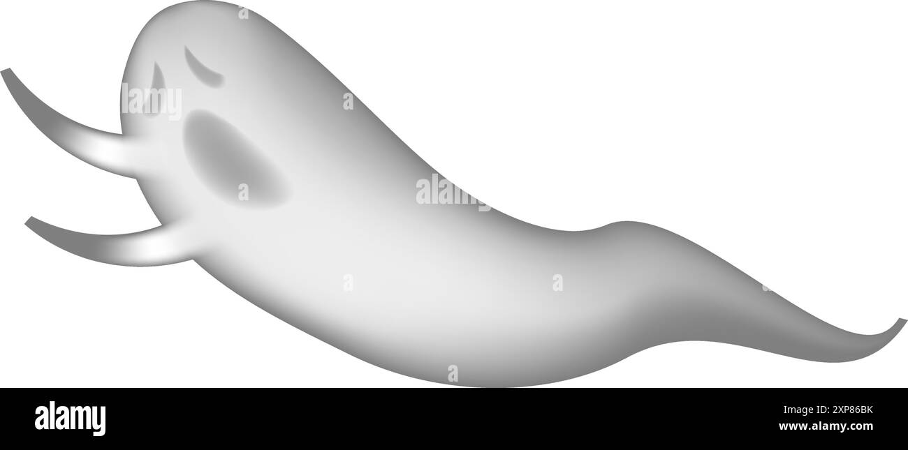 Transparent ghost flying. Evil spirit. Horror shadow isolated on white ...