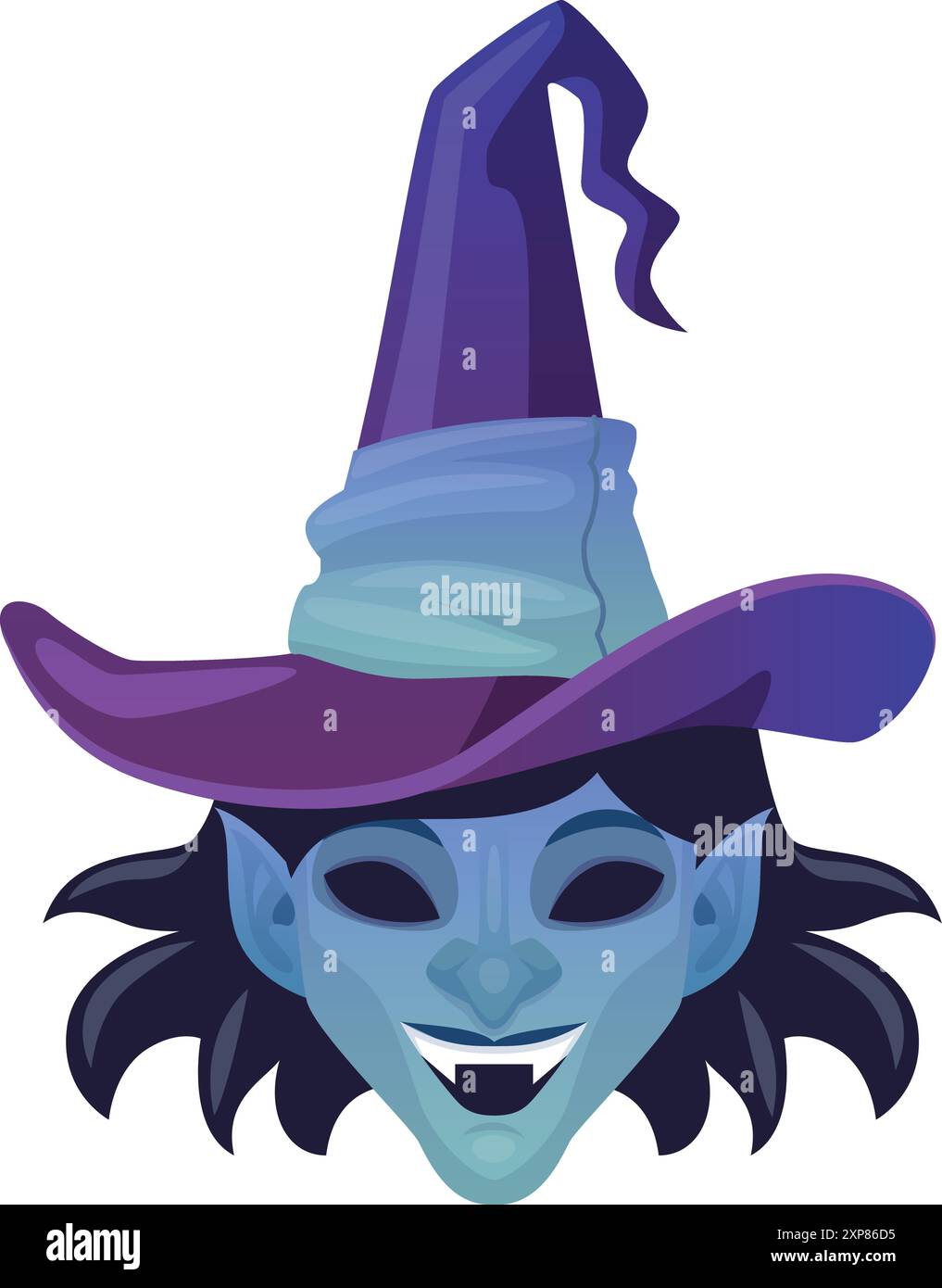 Witch mask. Carnival monster face for kid party isolated on white ...