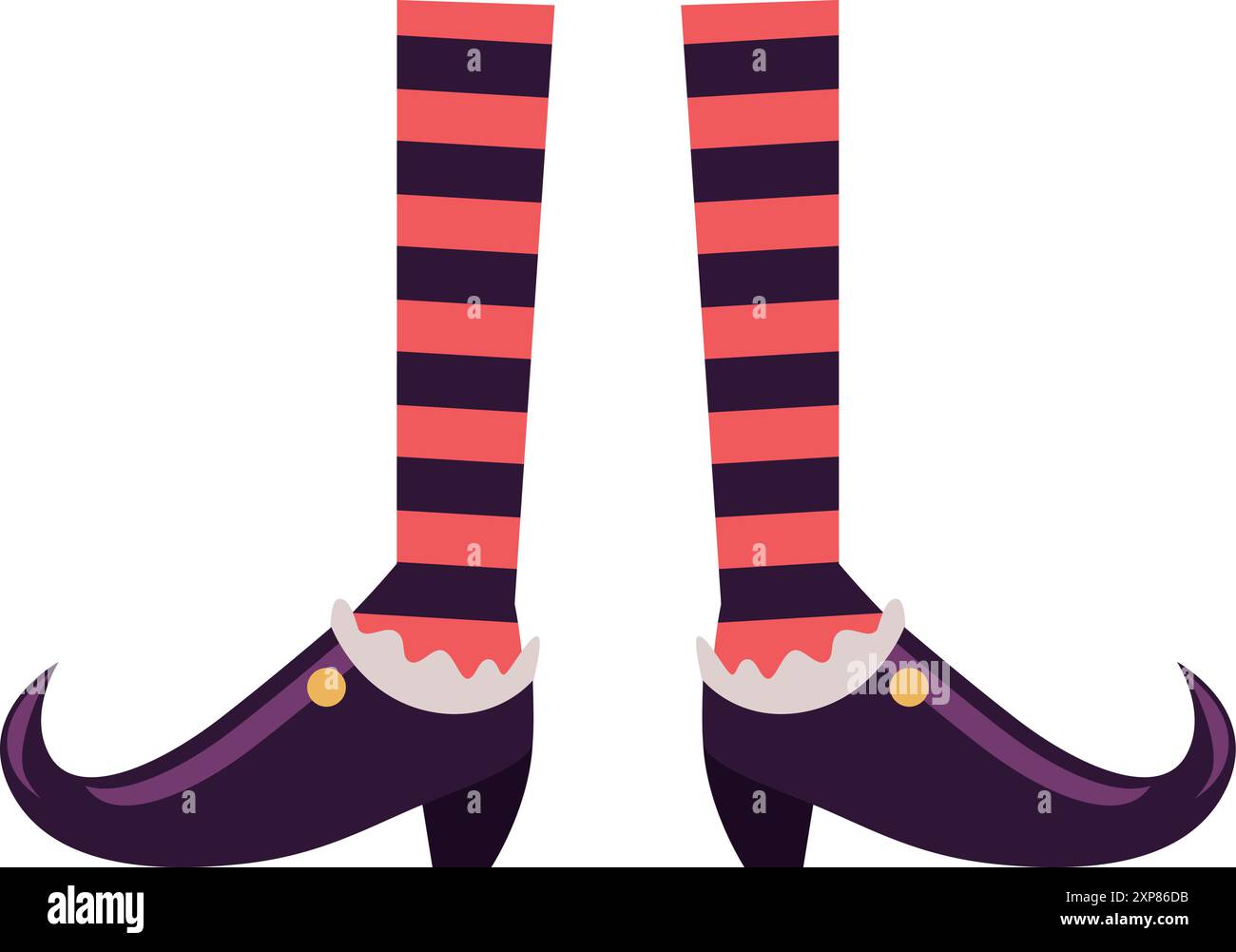 Fairy legs cartoon icon. Striped stockings in shoes isolated on white ...