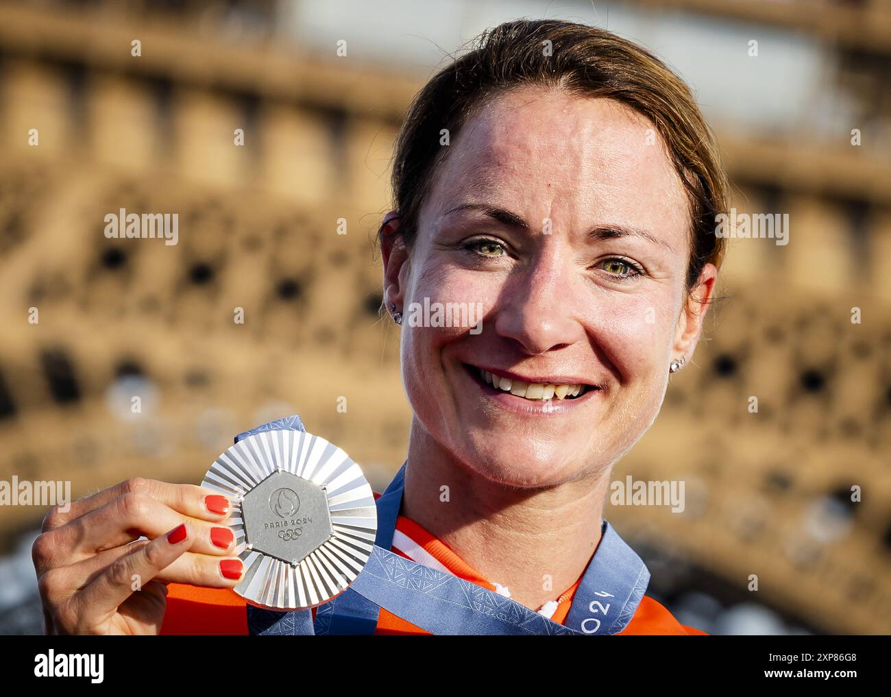 PARIS - Cyclist Marianne Vos during the ceremony of her silver medal ...