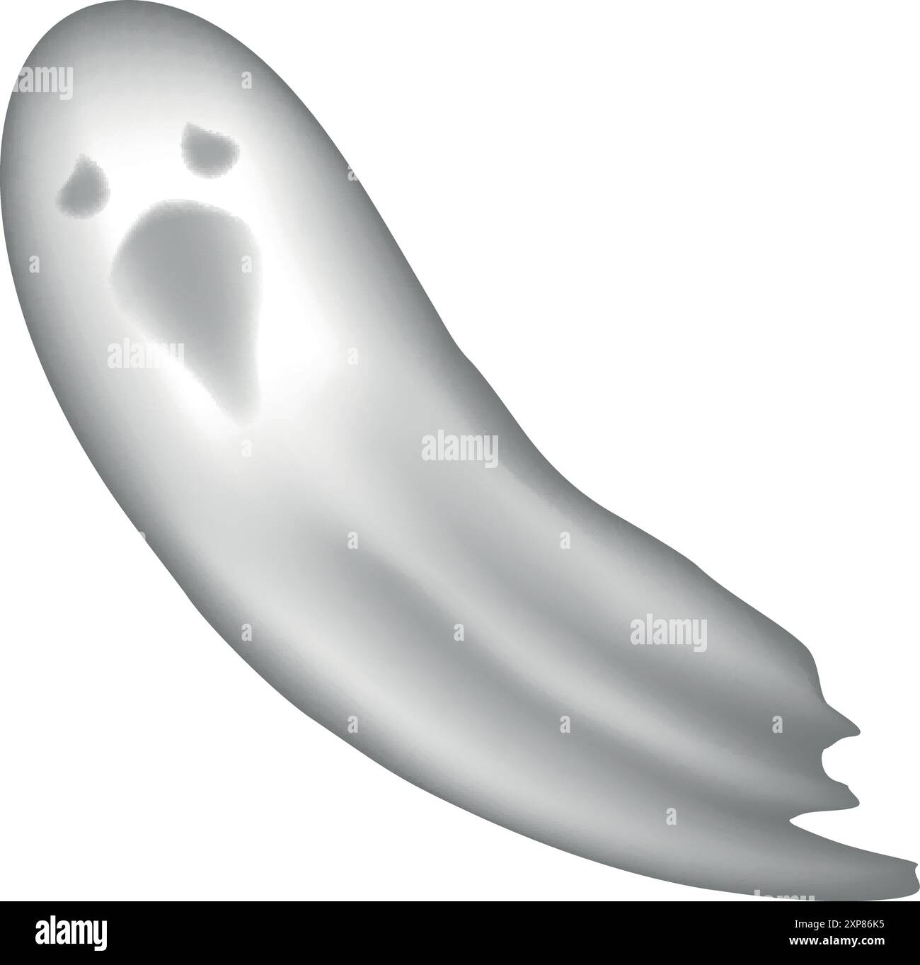 Ghost translucent shadow. White creepy face spirit isolated on white ...