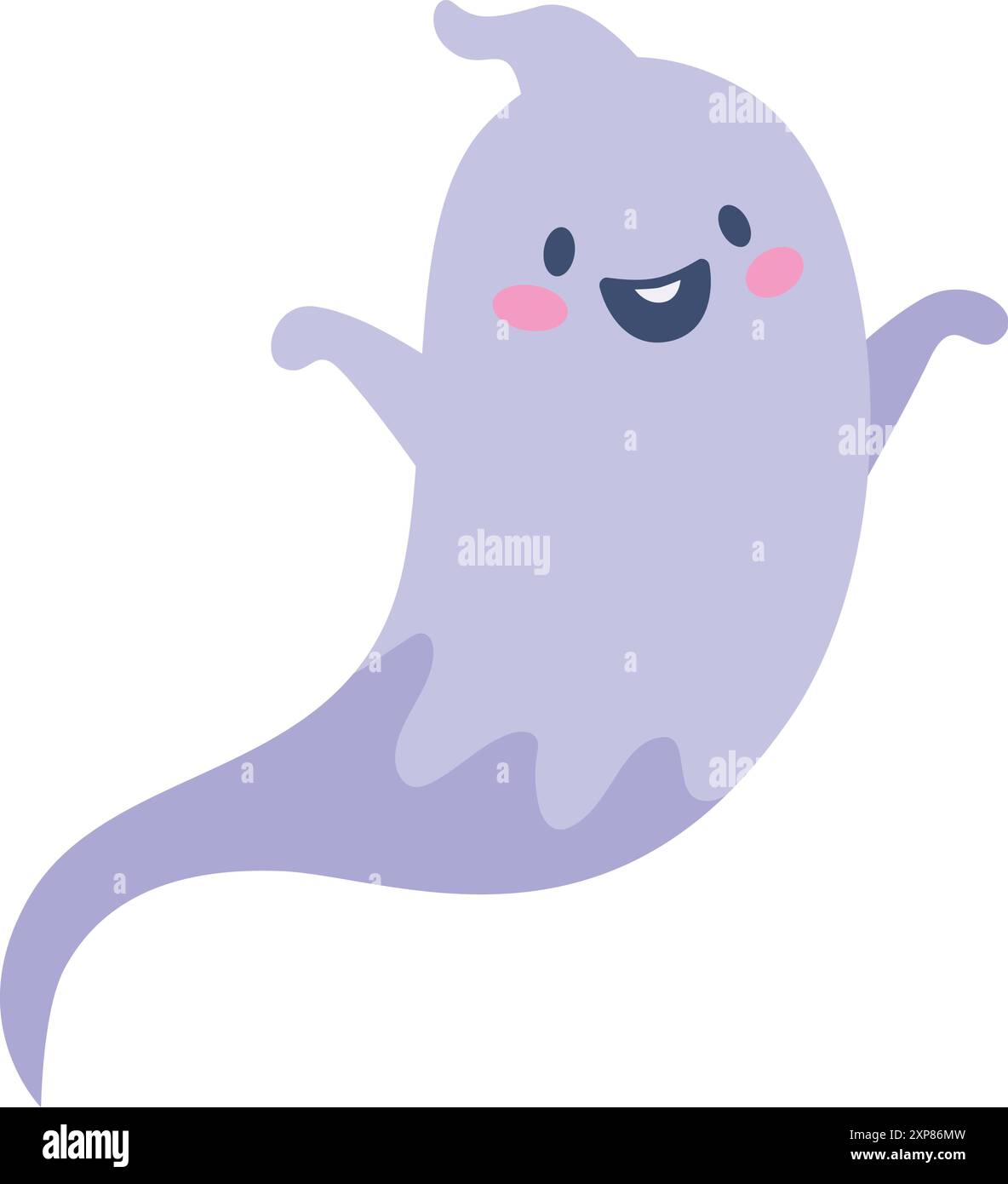 Ghost cartoon character. Cute funny spirit floating isolated on white ...