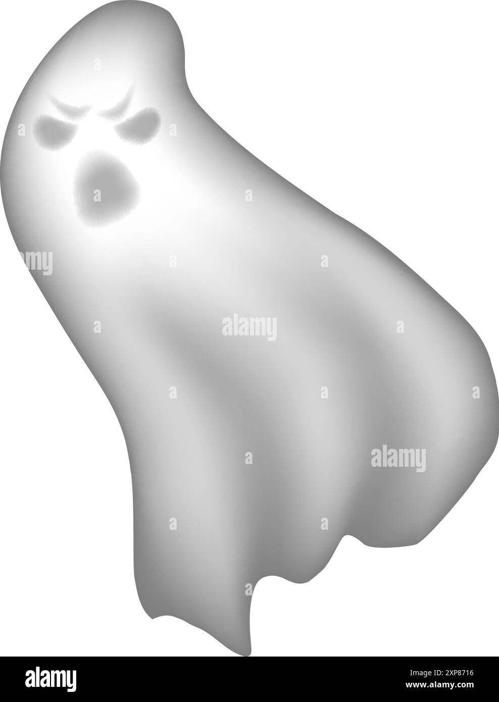 Angry face spirit. Evil ghost in transparent shadow style isolated on ...