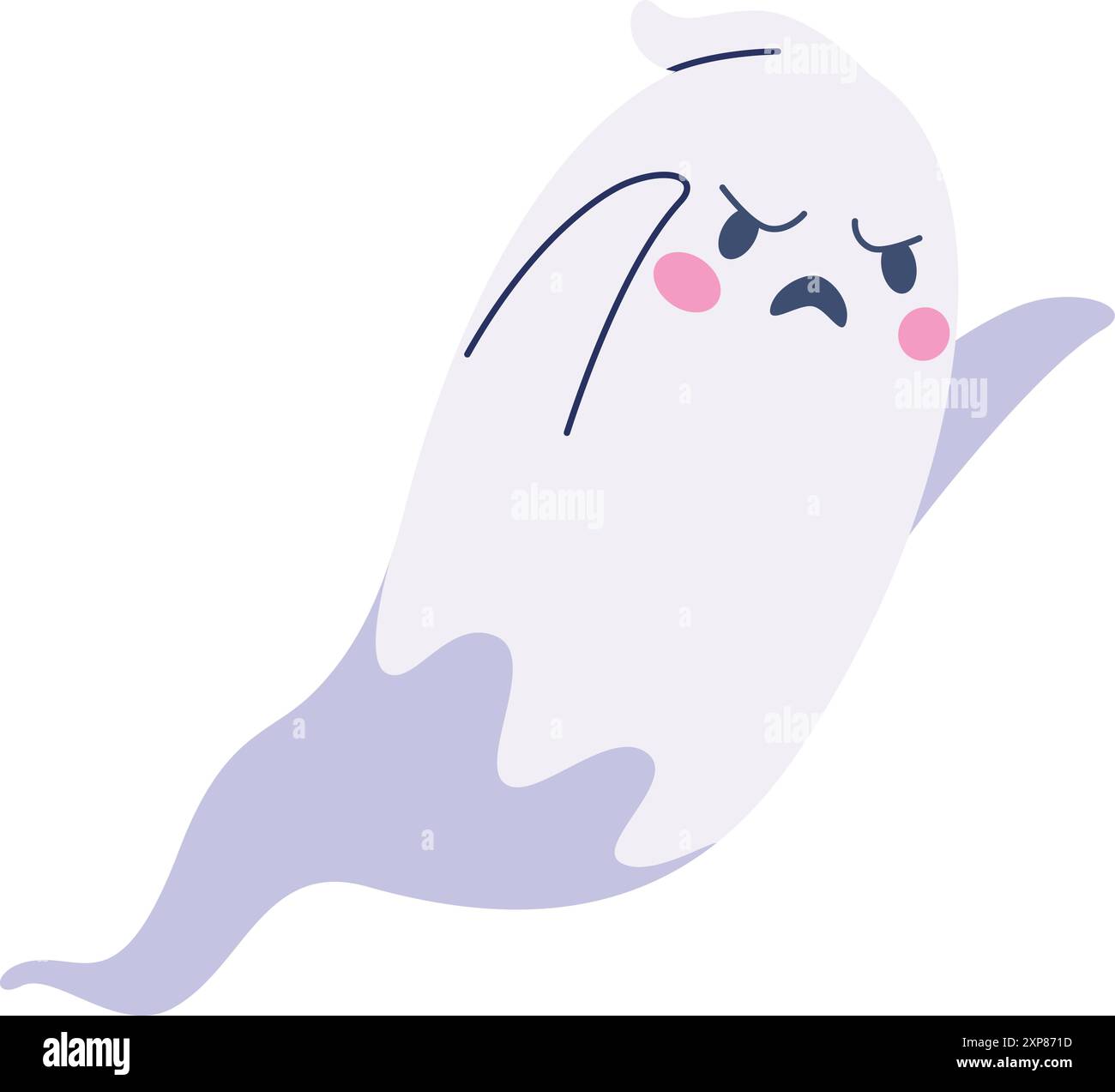 Spooky ghost. Cute horror spirit with scary face isolated on white ...