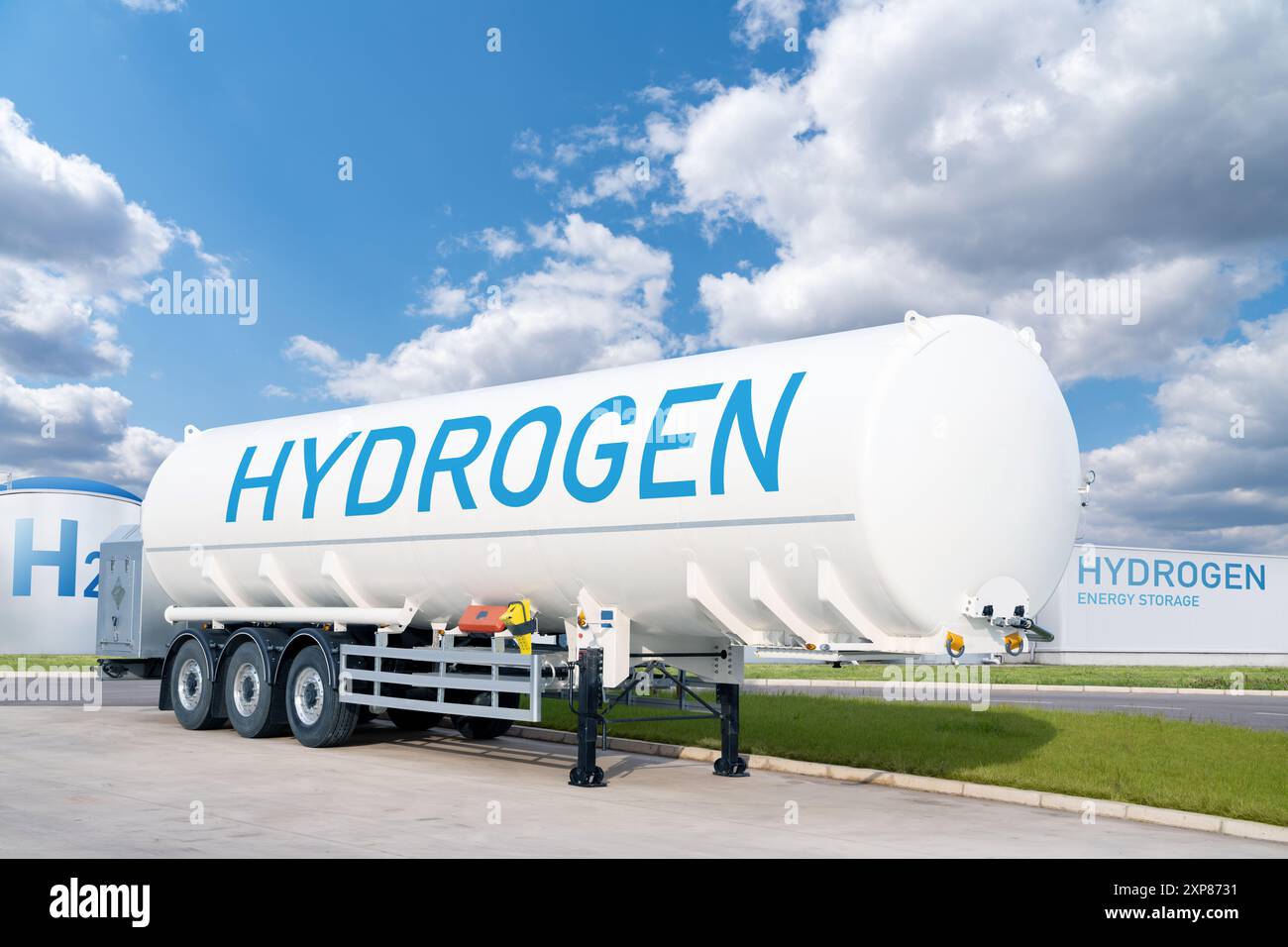 Hydrogen tank trailer. Hydrogen transportation concept Stock Photo - Alamy