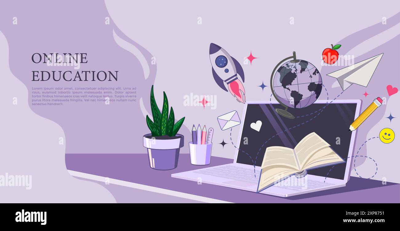 Distance learning in classroom Stock Vector Images - Alamy