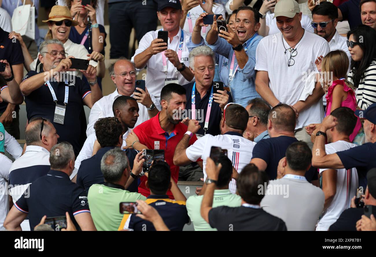 PARIS, FRANCE - AUGUST 04: Novak Djokovic of Team Serbia celebrates ...