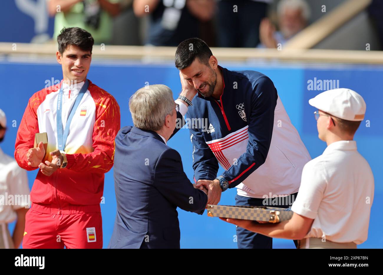 PARIS, FRANCE - AUGUST 04: Gold Medalist Novak Djokovic of Team Serbia ...