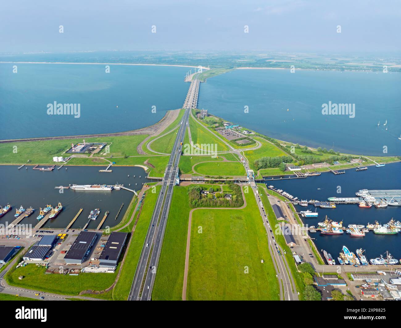 Aerial from the Haringvliet dam in the Netherlands Stock Photo - Alamy