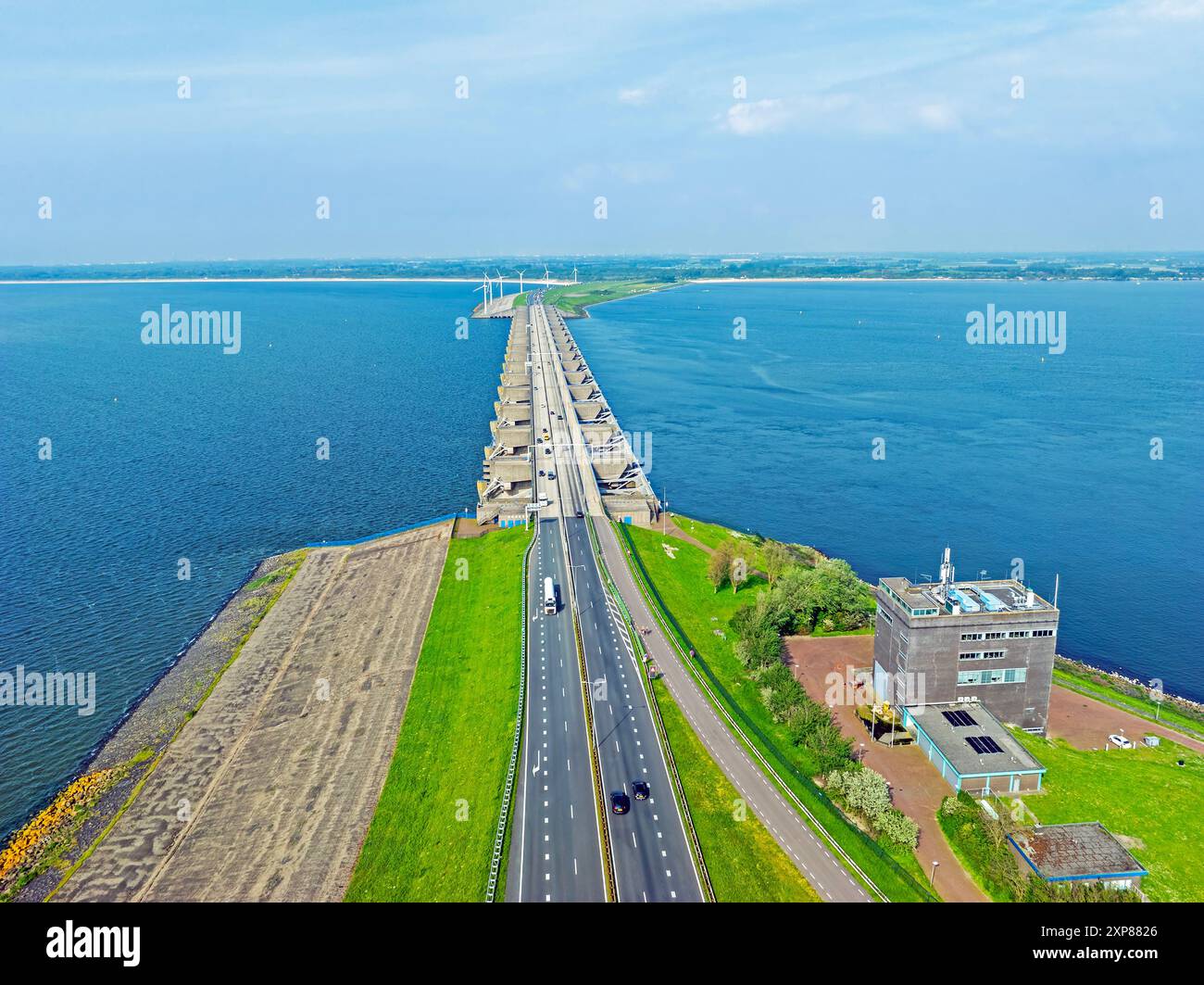 Aerial from the Haringvliet dam in the Netherlands Stock Photo - Alamy