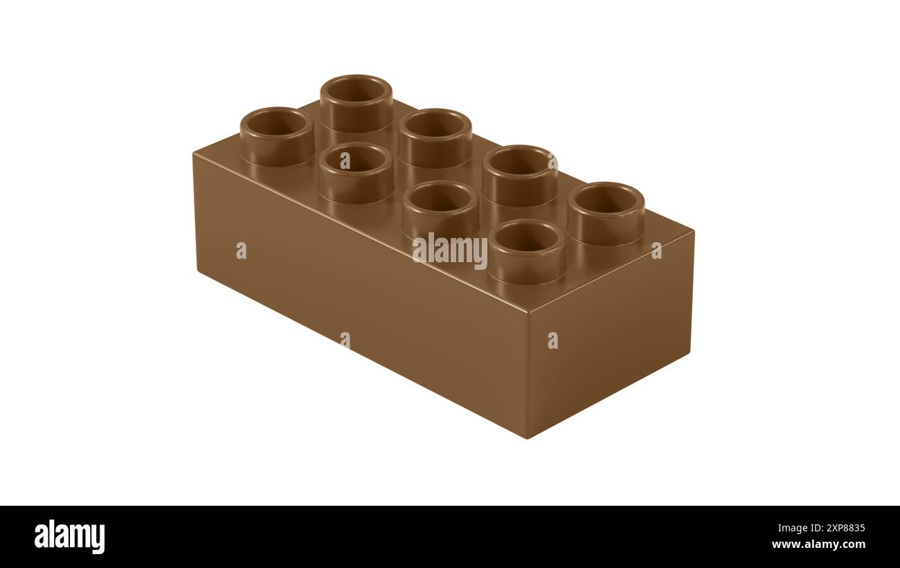 Brown Plastic Lego Block Isolated on a White Background. Children Toy ...