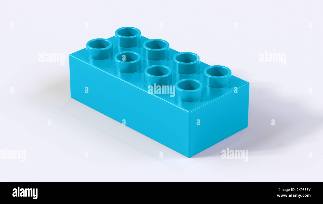 Cyan Blue Plastic Lego Block on a White Background. Children Toy Brick ...