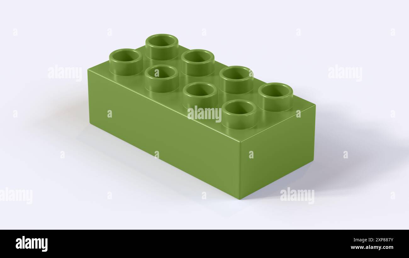 Olive Green Plastic Lego Block on a White Background. Children Toy ...