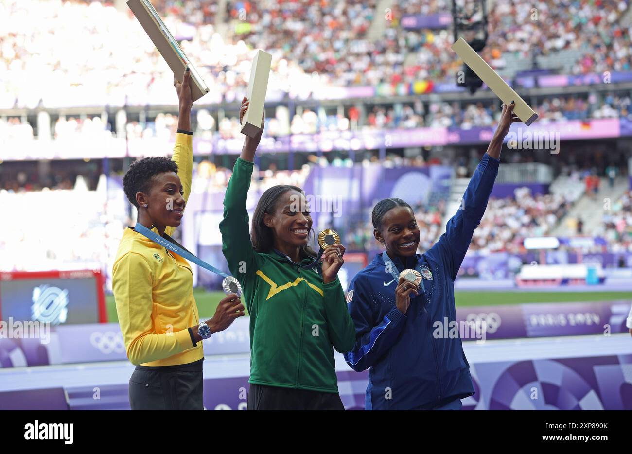 Paris, France. 04th Aug, 2024. Women's Triple Jump gold medalist Thea ...