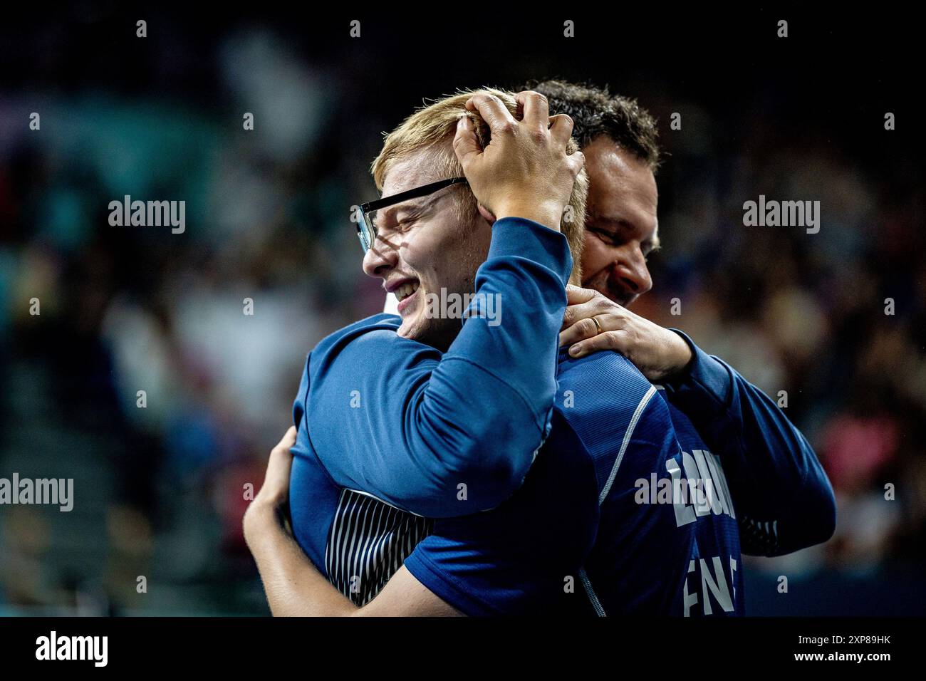 Jubel bei Felix Lebrun (FRA) mit seinem Trainer FRA, Olympische Spiele ...