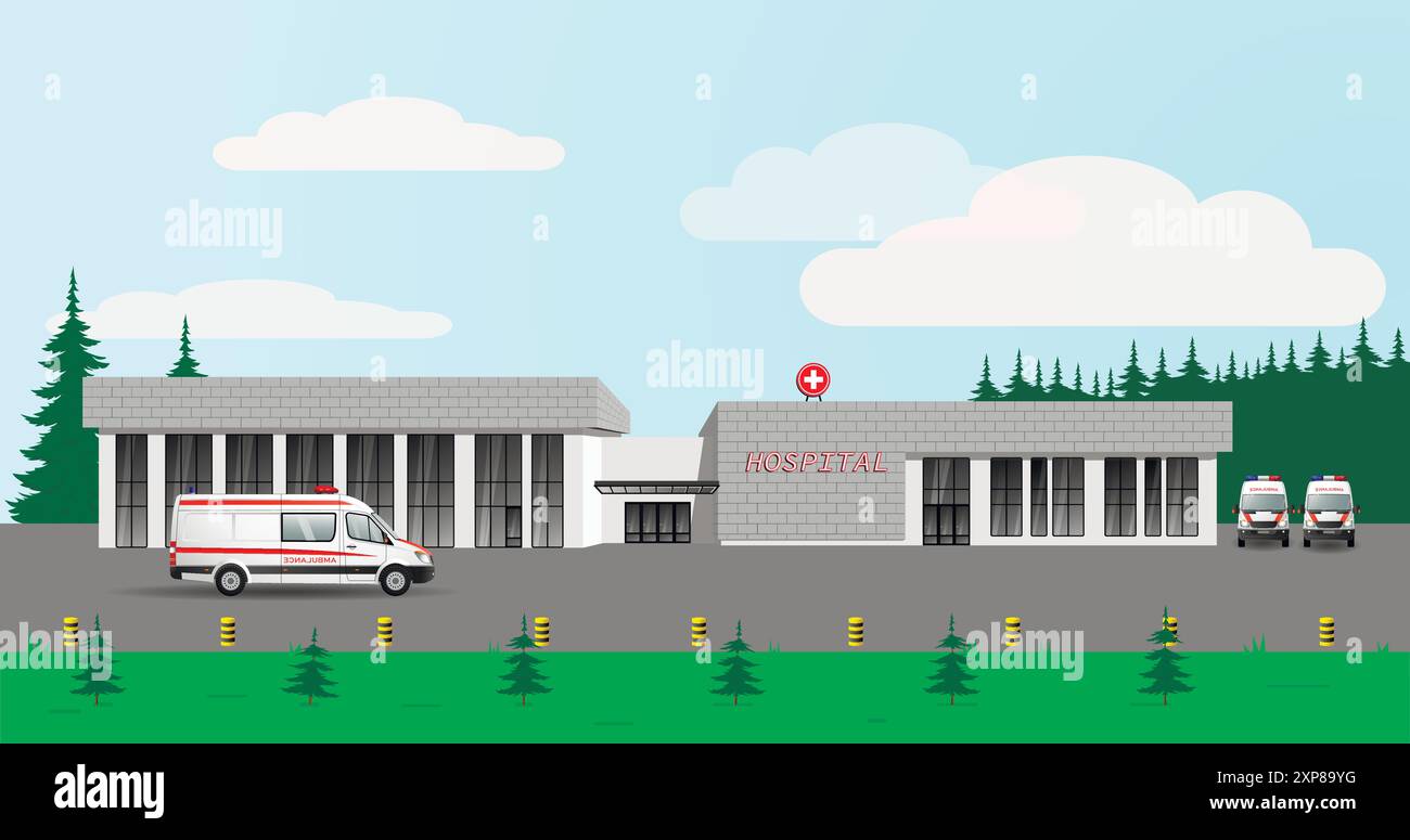 Ambulances outside hospital Stock Vector Images - Alamy