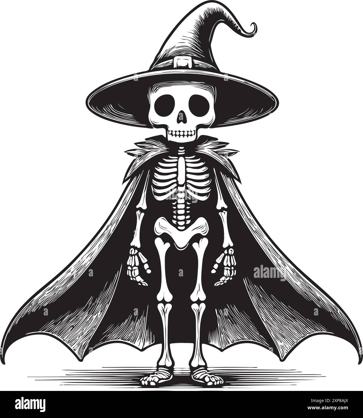 Halloween skeleton character with detailed bones and shadows, isolated ...