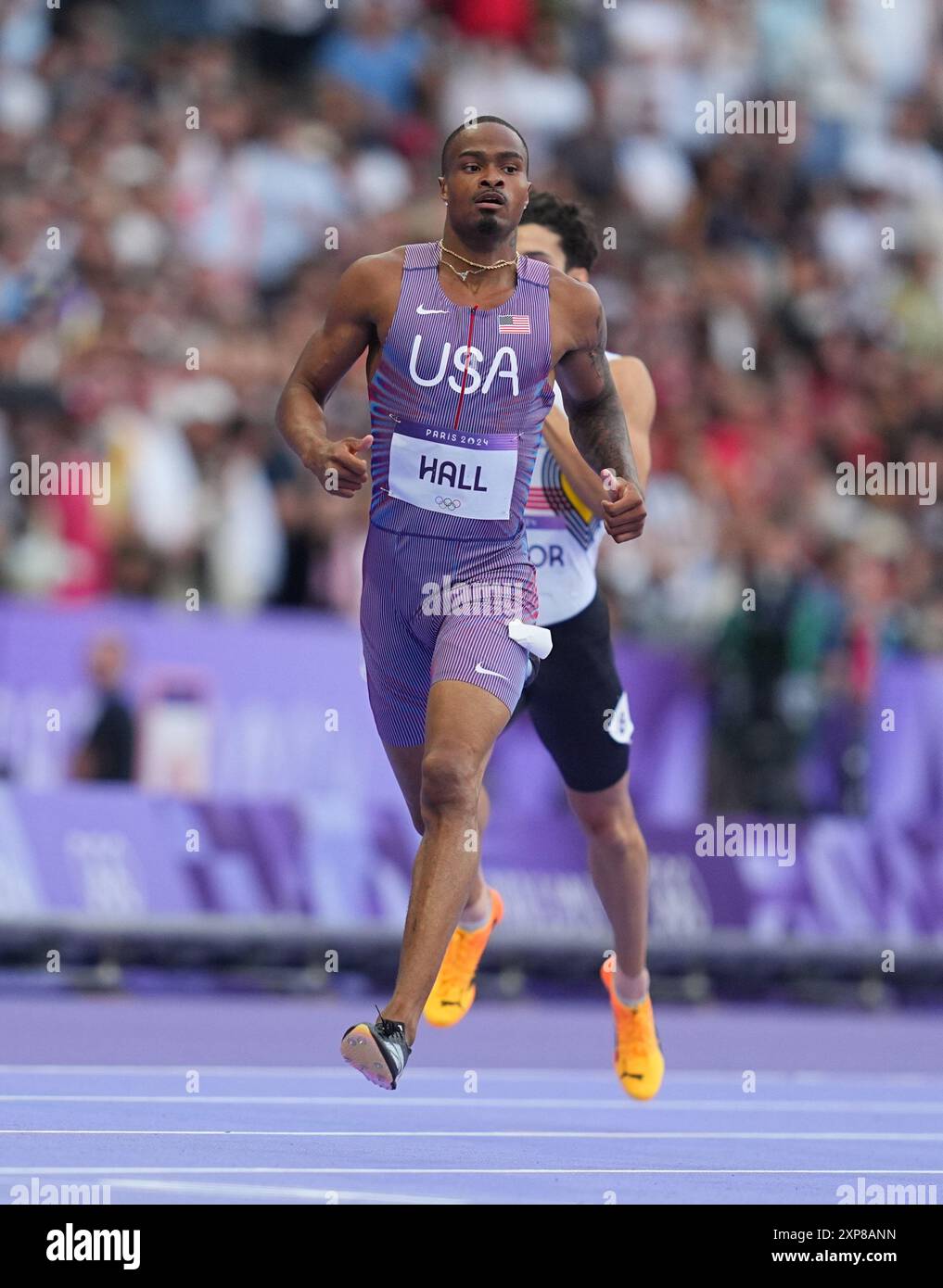 August 04 2024: Quincy Hall (USA) competes during the Men's 400m Round ...