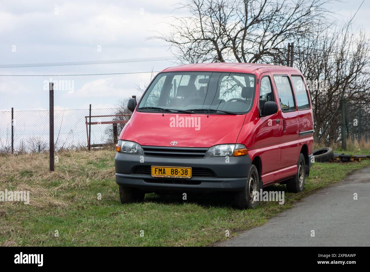 OSTRAVA, CZECH REPUBLIC - APRIL 2, 2018: Red Toyota Hiace Powerbus ...