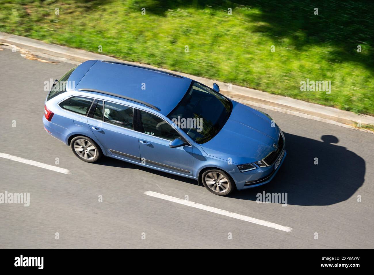 OSTRAVA, CZECH REPUBLIC - JUNE 12, 2024: Blue Skoda Octavia Combi ...
