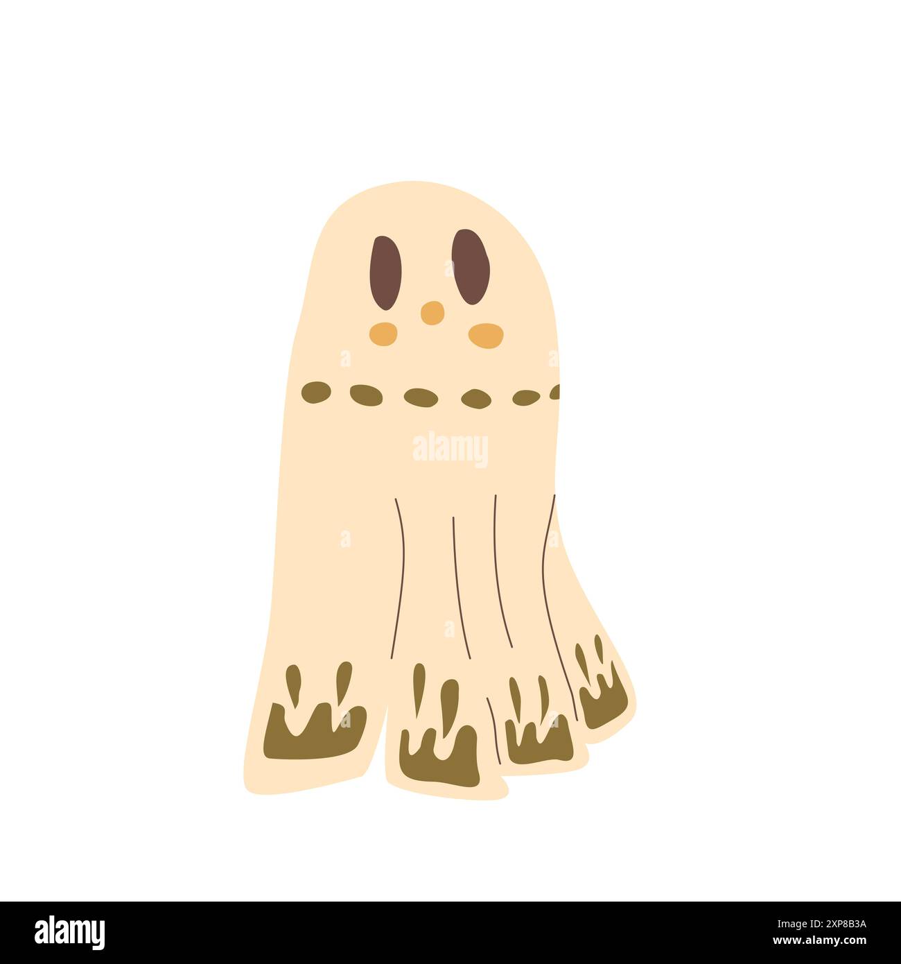Cute Halloween ghost with rustic pattern isolated on a white background ...