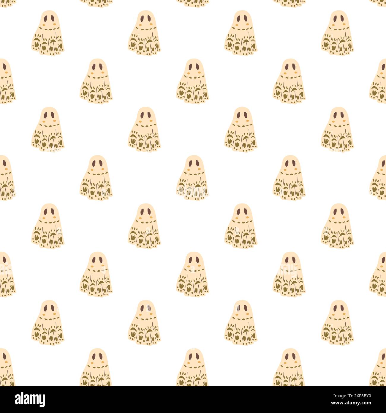 Halloween ghosts seamless pattern. All Hallows' Eve continuous ...