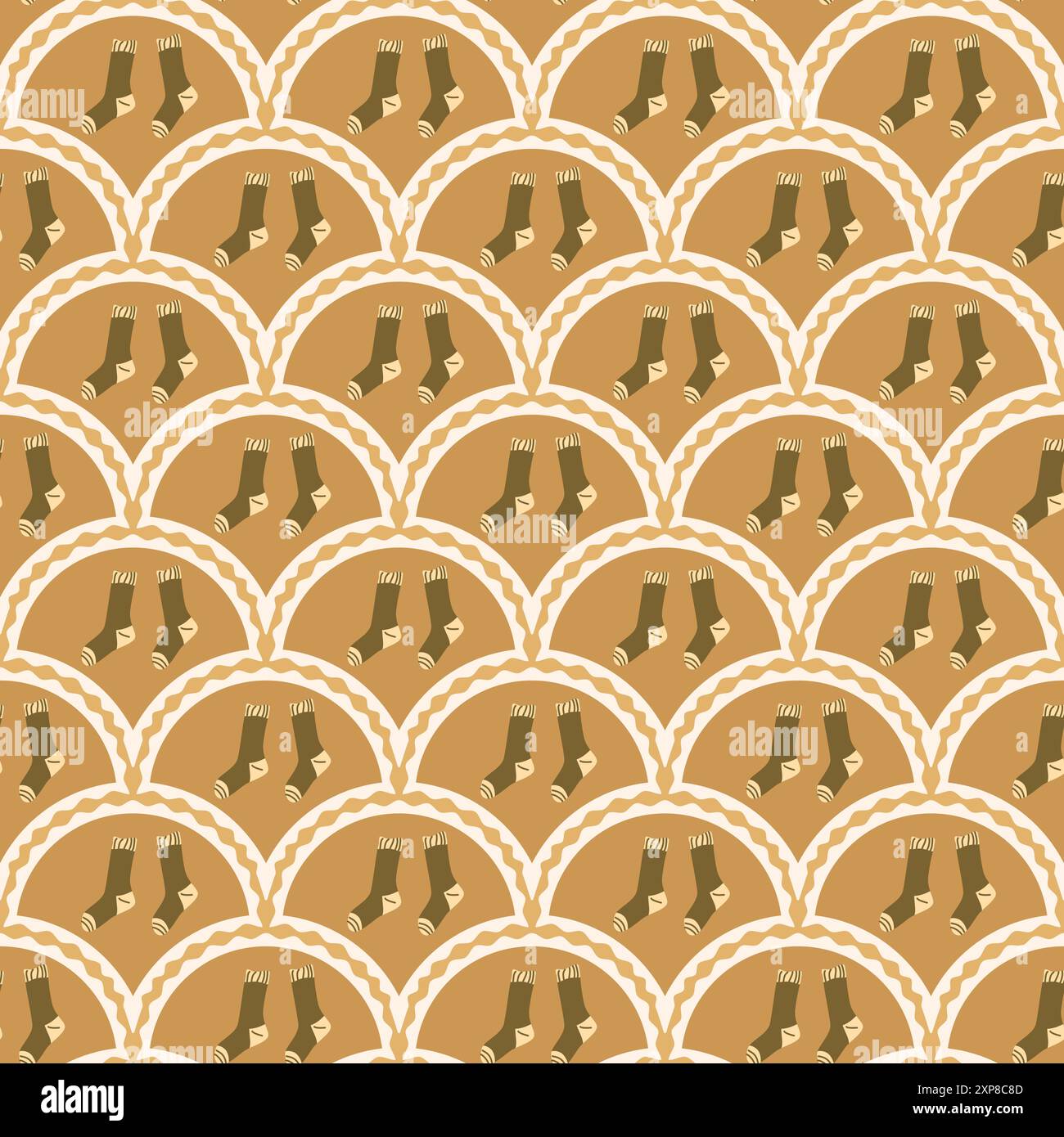 Socks scallop seamless pattern. cozy arch repeat background. Vector ...