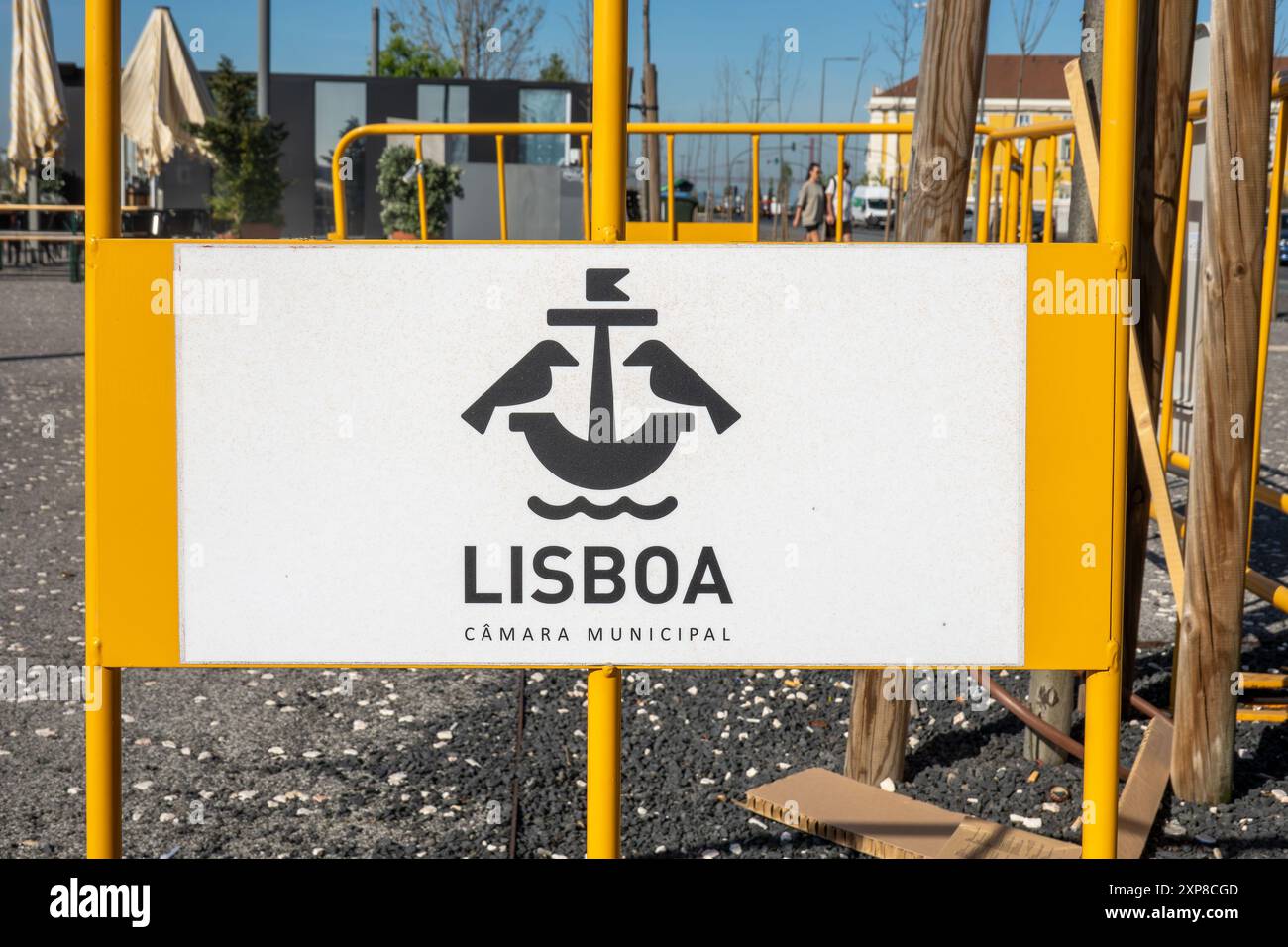 Lisbon (Lisboa), City Municipal Logo On A Crowd Control Barrier In ...