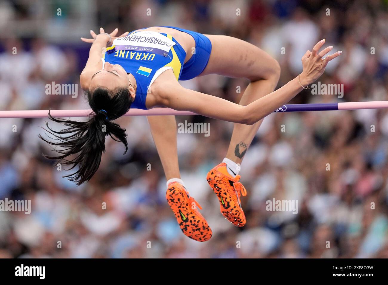 Iryna Gerashchenko, of Ukraine, competes in the women's high jump final ...