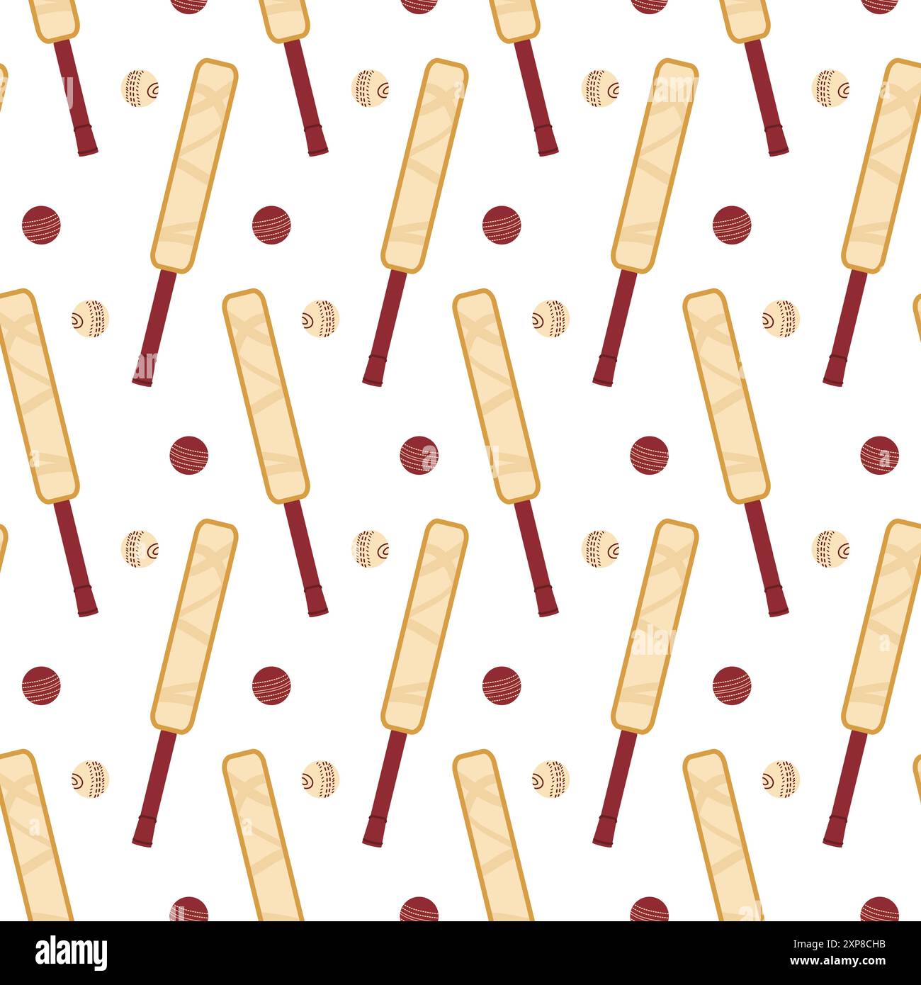 Cricket seamless pattern. Bat and ball endless background. Sport game ...