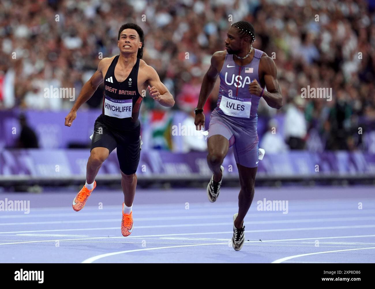 Great Britain's Louie Hinchliffe and USA's Noah Lyles ( right) during ...
