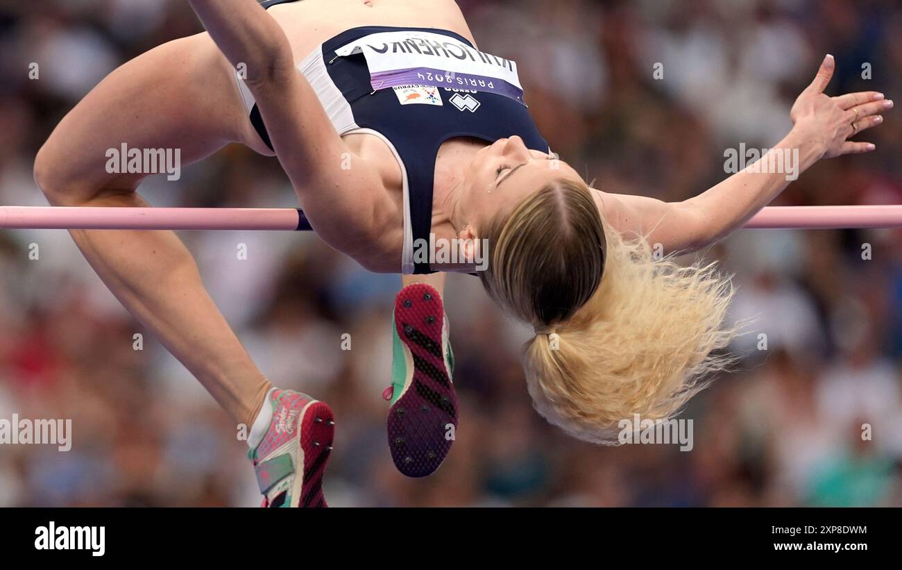 Elena Kulichenko, of Cyprus, competes in the women's high jump final at ...
