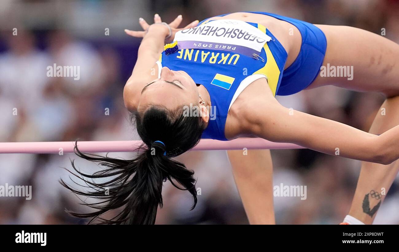 Iryna Gerashchenko, of Ukraine, competes in the women's high jump final ...