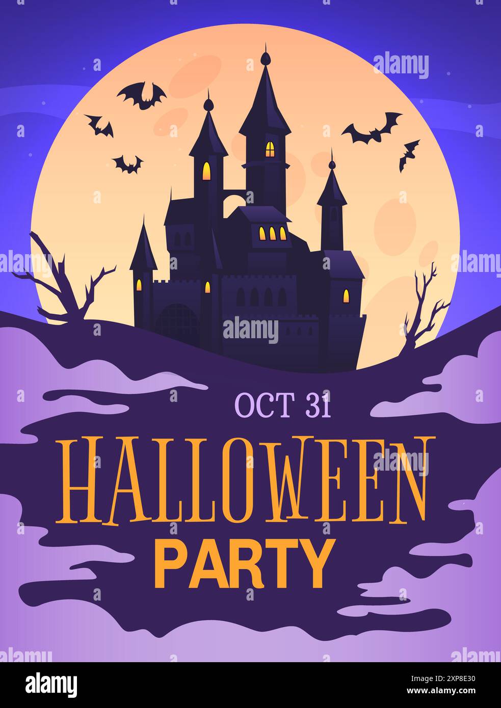 Halloween party invitation template. October holiday card. Vector ...