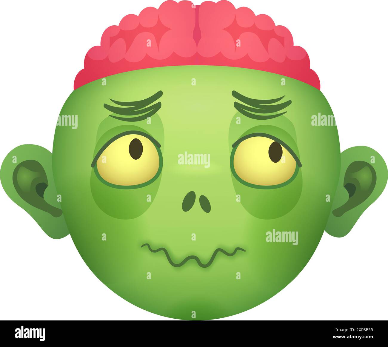 Anxious zombie face. Dumb emoji. Cartoon monster isolated on white ...