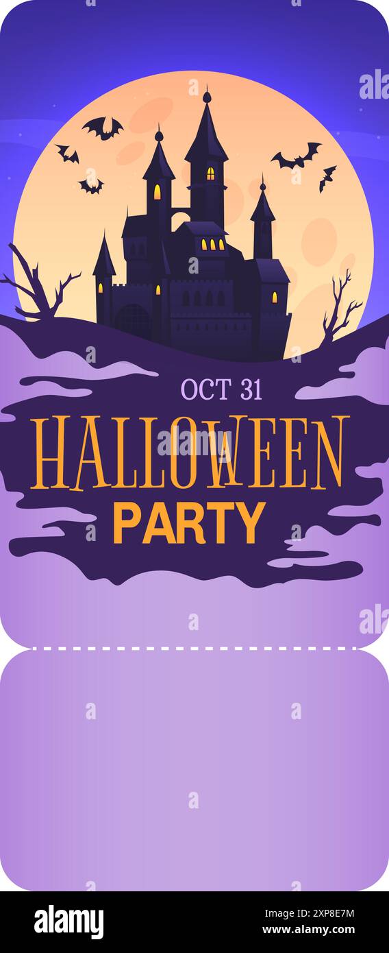 Halloween party ticket template. Invitation entrance pass. Vector ...