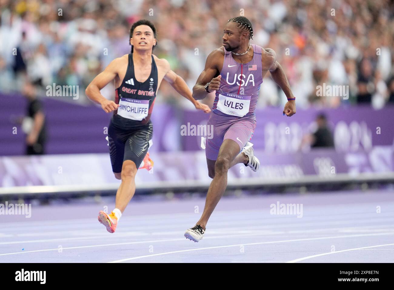 Louie Hinchliffe, of Britain, and Noah Lyles, of the United States ...