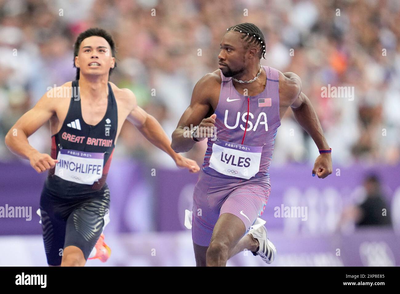 Louie Hinchliffe, of Britain, and Noah Lyles, of the United States ...