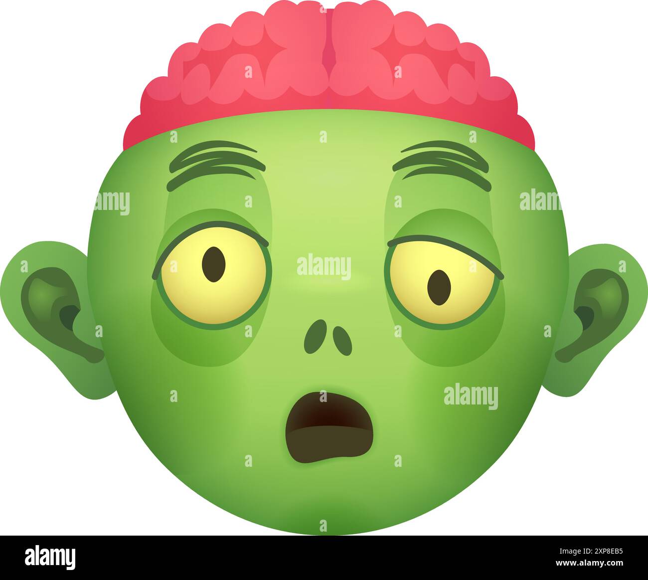 Shocked zombie face expression. Cartoon monster emoji isolated on white ...