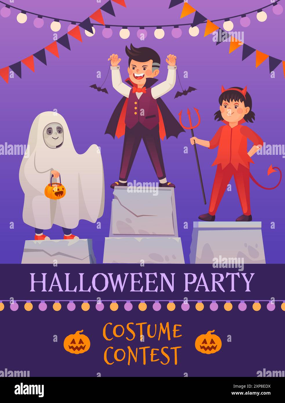 Halloween costume contest invitation. Holiday party template. Vector ...